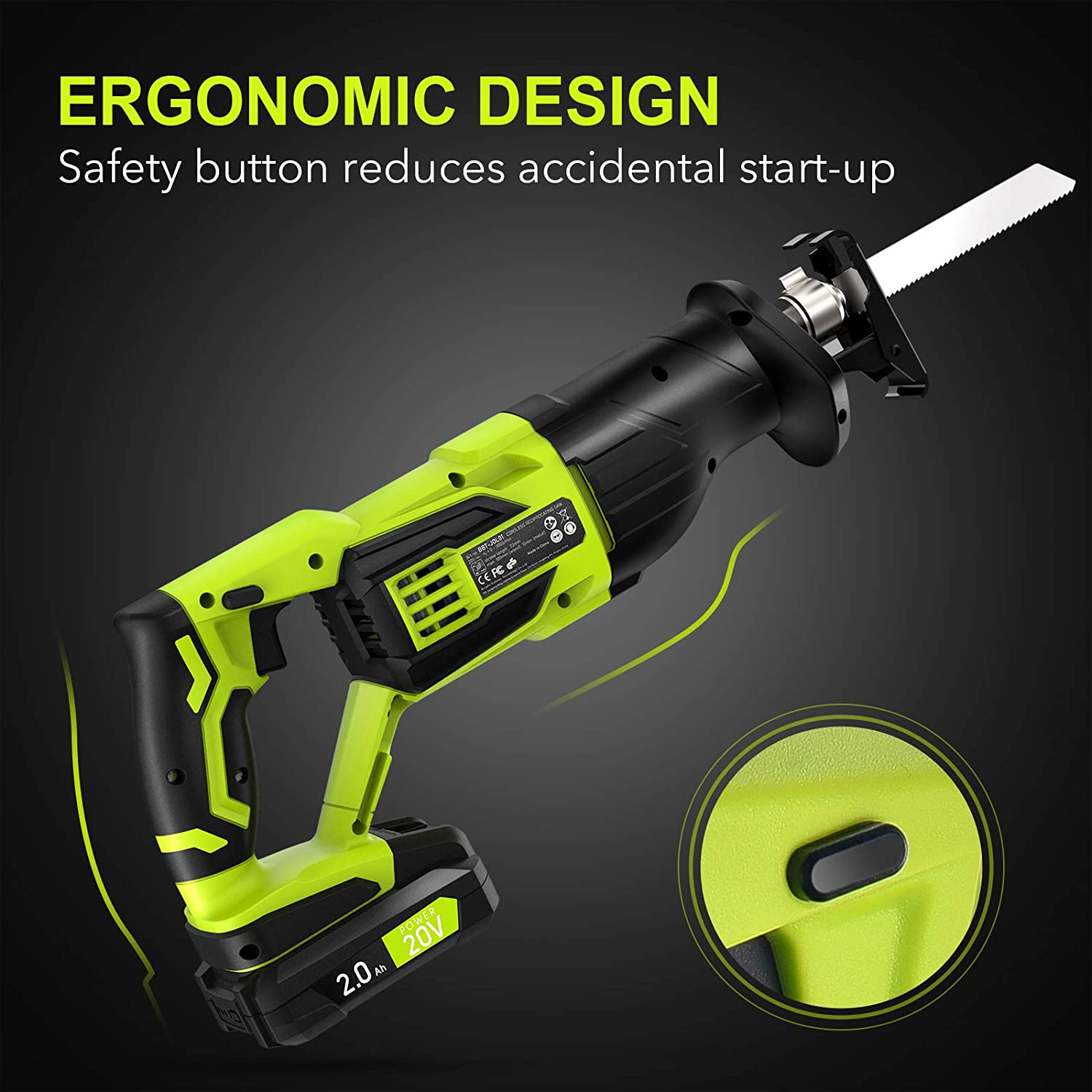 20V Reciprocating Saw with 2.0 Li-ion Battery and Charger– SnapFresh-CA