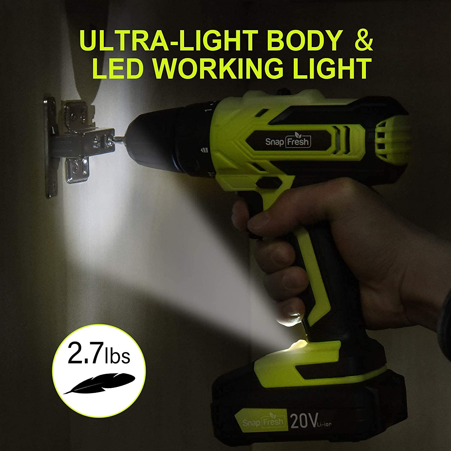 20V Power Drill with 2.0Ah Li-ion Battery and Charger– SnapFresh-CA